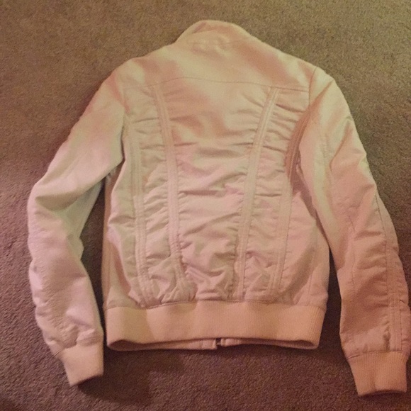 Jackets & Coats | White Leather Bomber Jacket | Poshmark